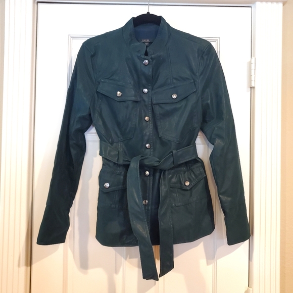 Guess | Jackets & Coats | Guess Dark Green Vegan Leather Jacket Small ...